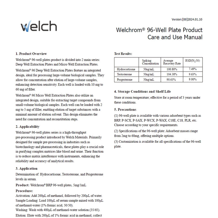 User Manuals – Welch Materials, Inc.