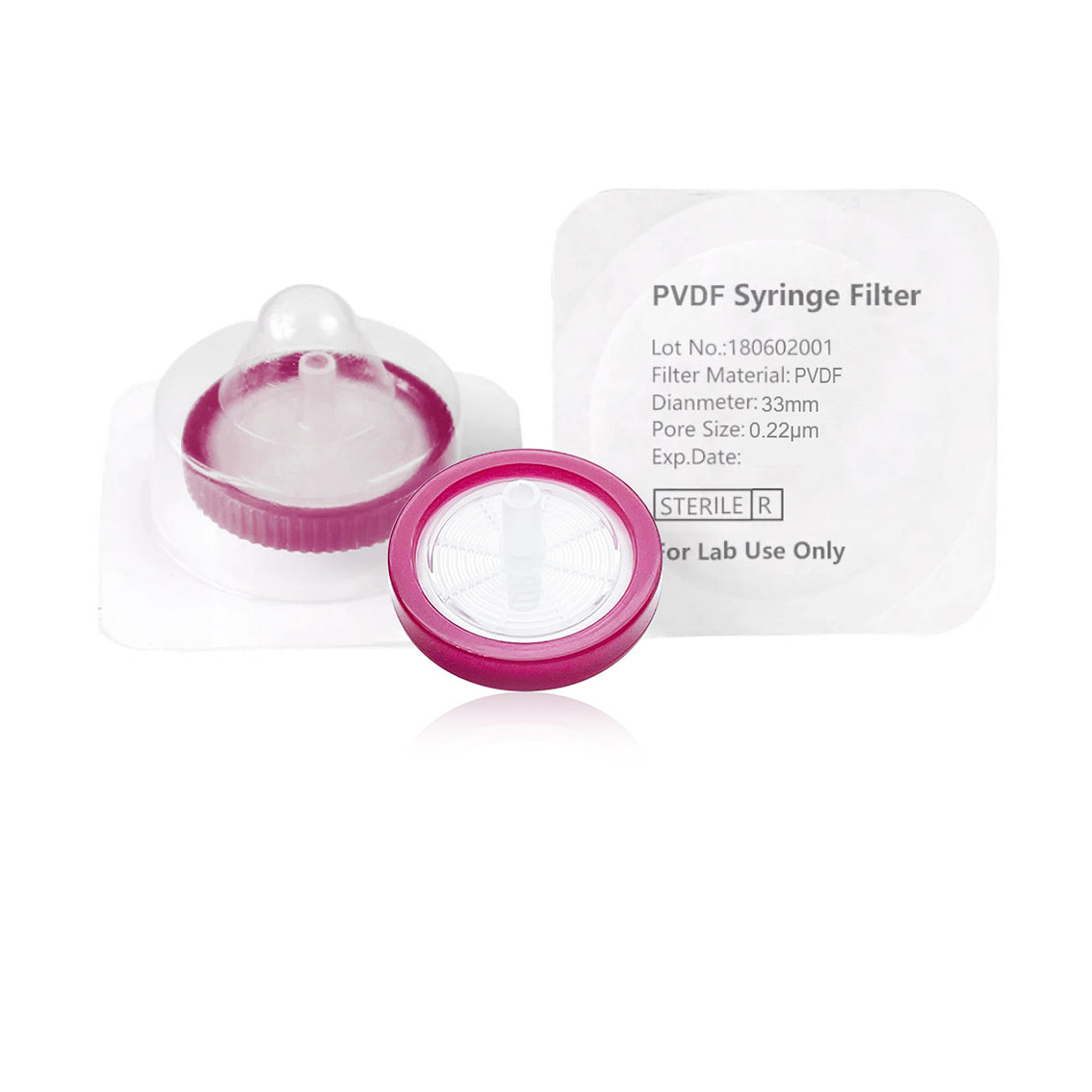 Syringe Filter, Hydrophobic PVDF, Sterile, Dia. 33mm, Pore 0.22µm, 50p ...